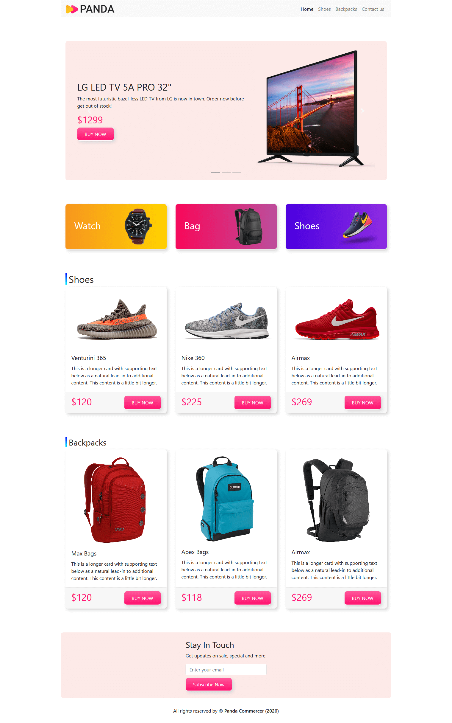 GitHub - shahriarShawon/panda_commerce: This page has been developed using bootstrap 4