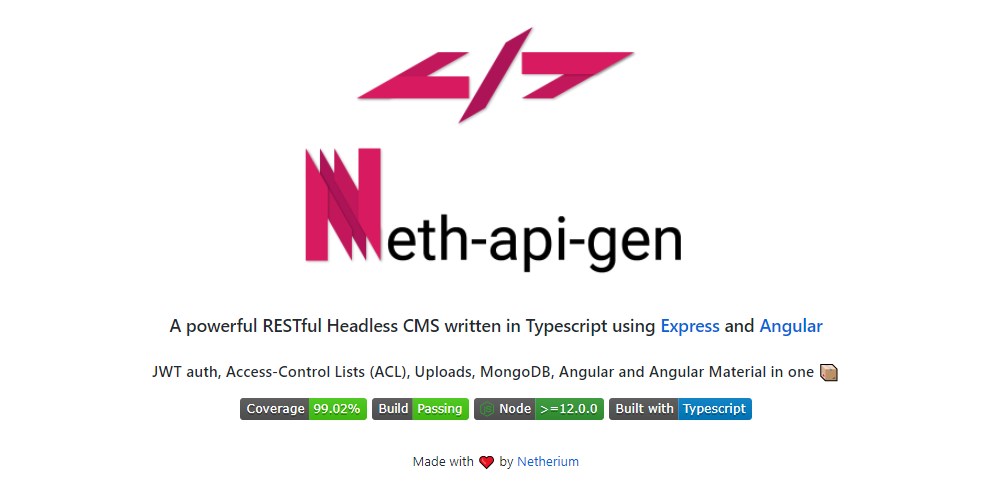 Github Netheriumapi Gen Headless Cms With Restful Api Written In Typescript That Provides