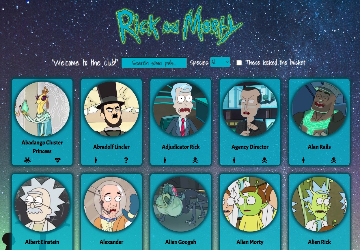 GitHub - BbeatrizSI/Rick-and-Morty-Characters: Evaluación final de Adalab 👽