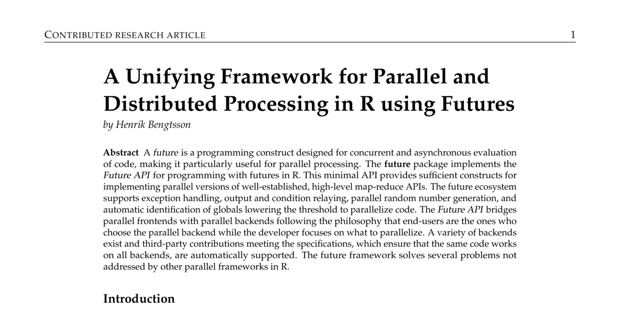 GitHub - HenrikBengtsson/article-bengtsson-future: H. Bengtsson, A Unifying Framework for ...