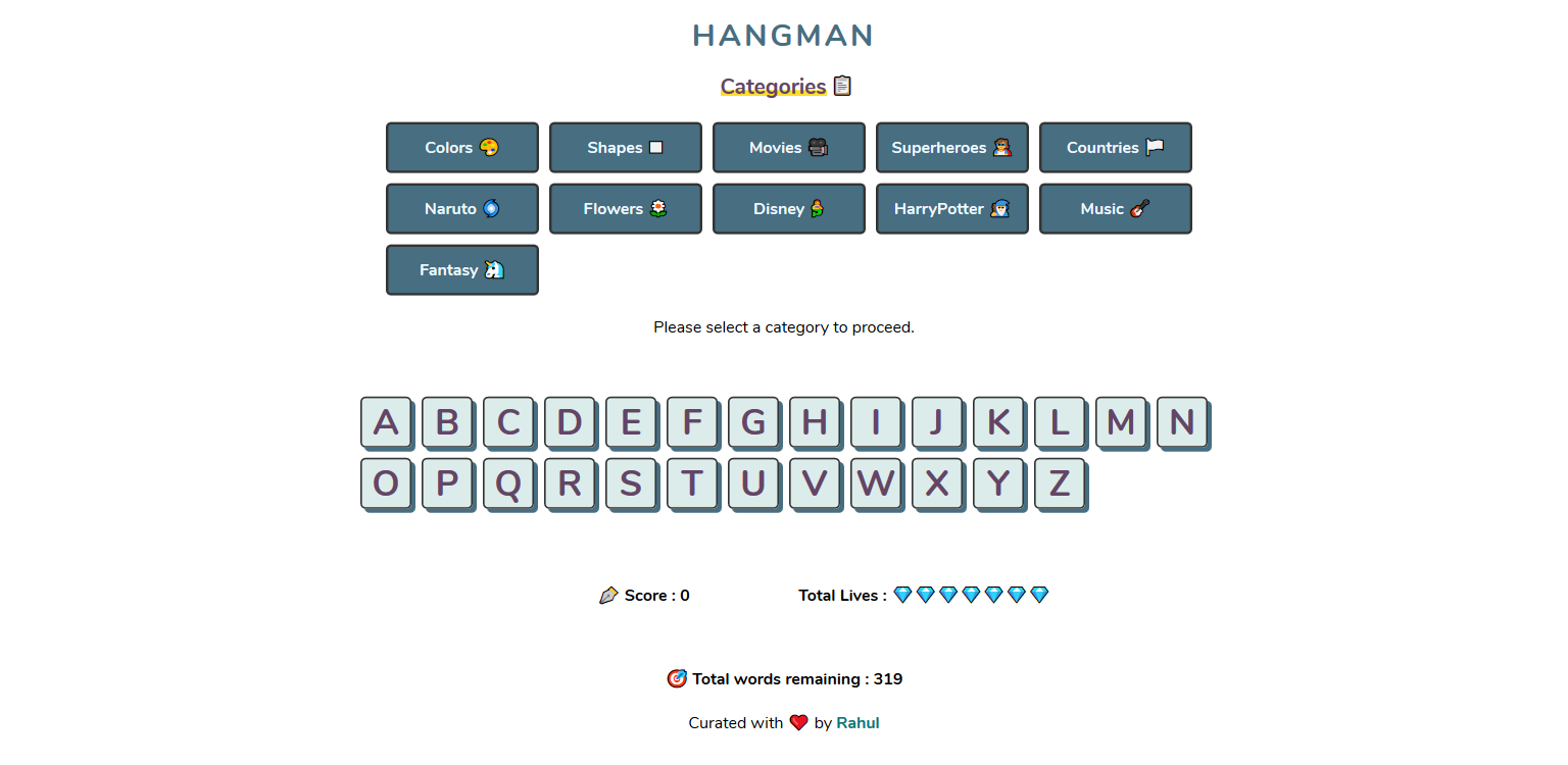 GitHub Rahul kabra hangman A React Based Hangman Game Comprising Of