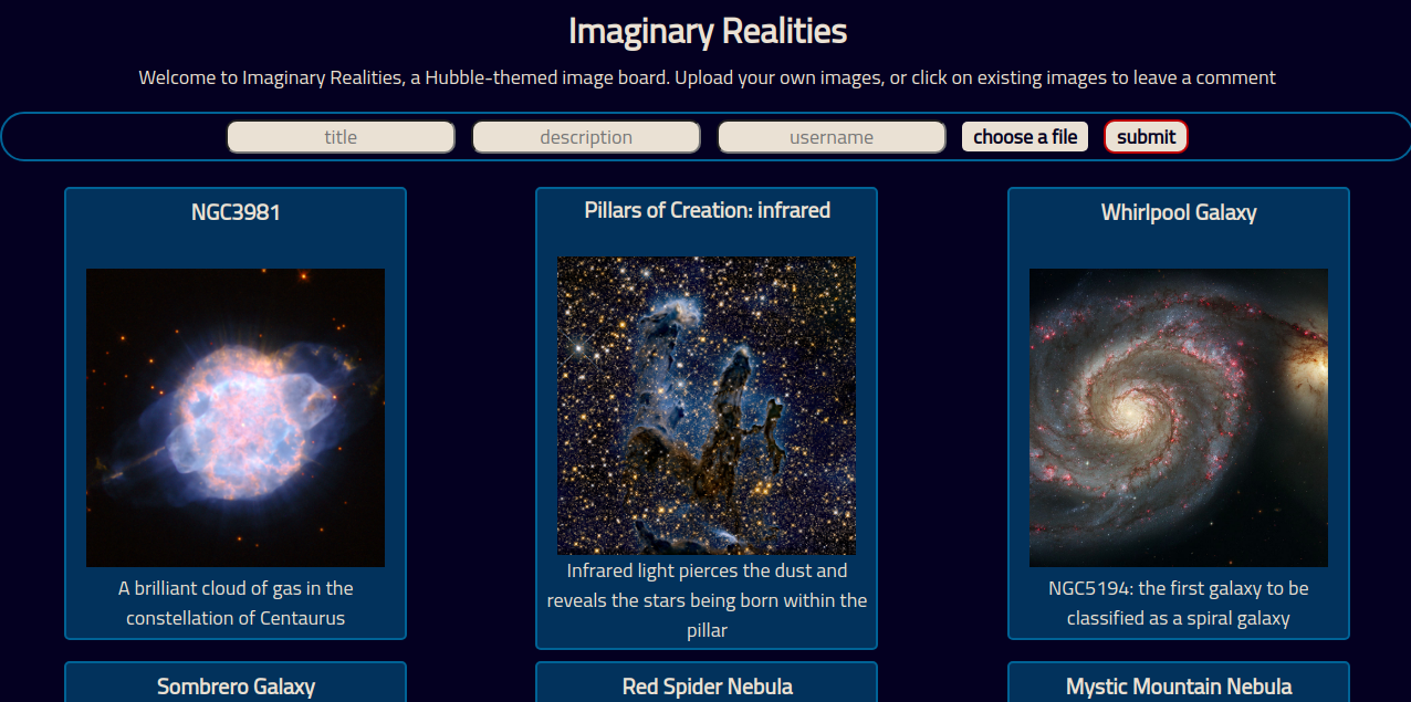 GitHub - lucywho/imaginary-realities: Interactive image board for Hubble Space Telescope images ...