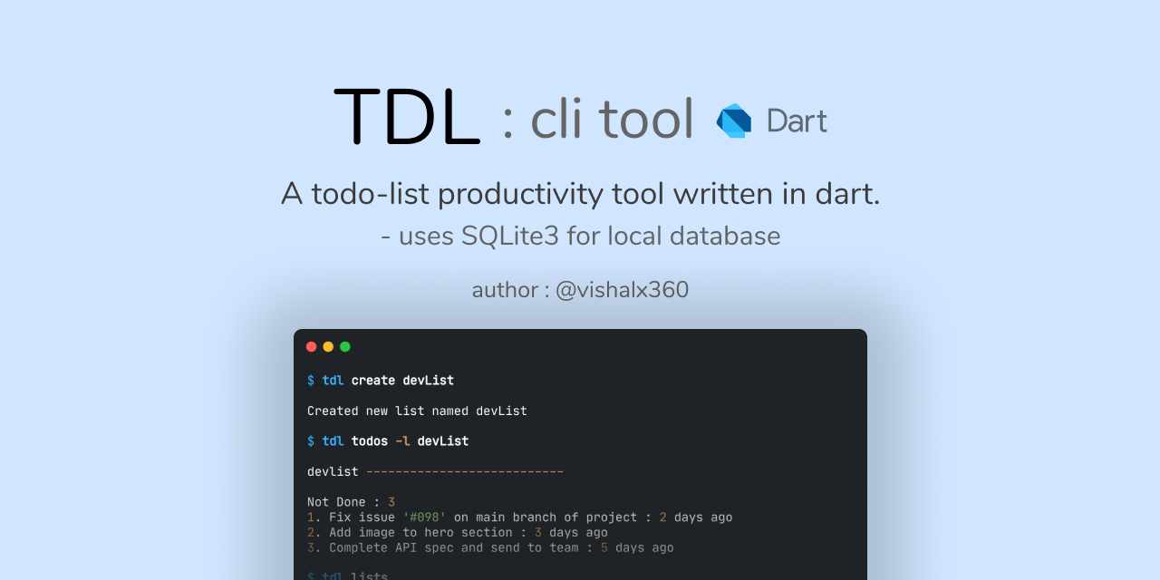 GitHub - vishalx360/TDL: A command-line todo-list application written in dart (dartlang)