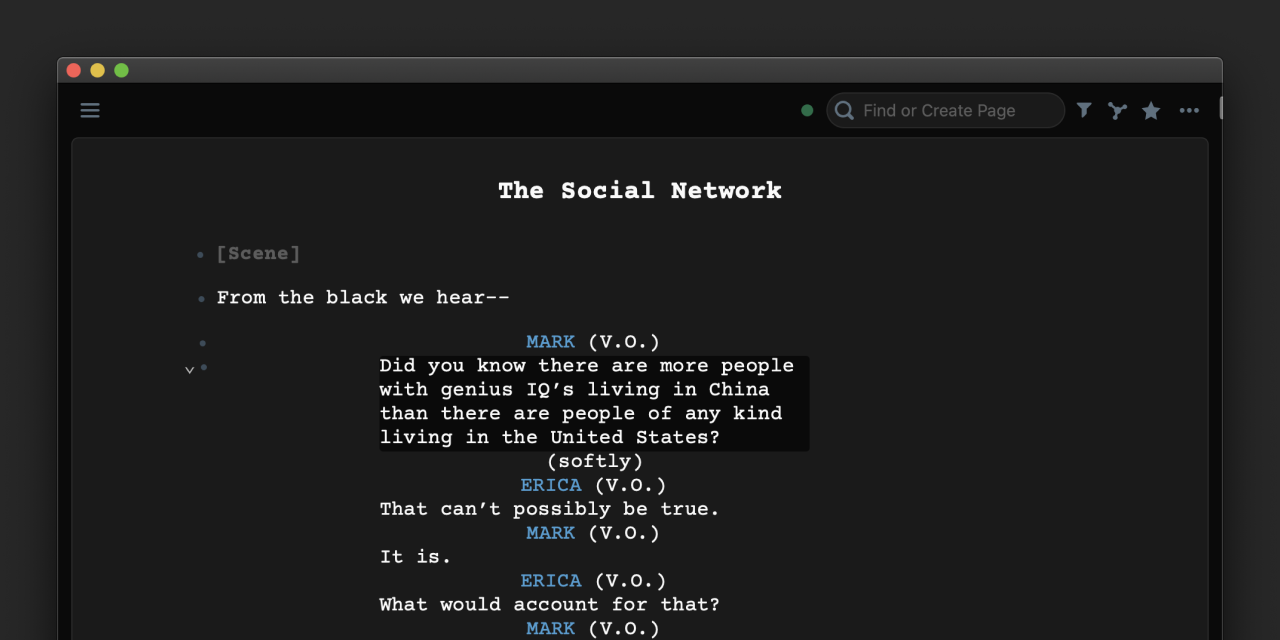 GitHub - linuz90/roam-screenwriter: A Roam Research theme for screenwriters.