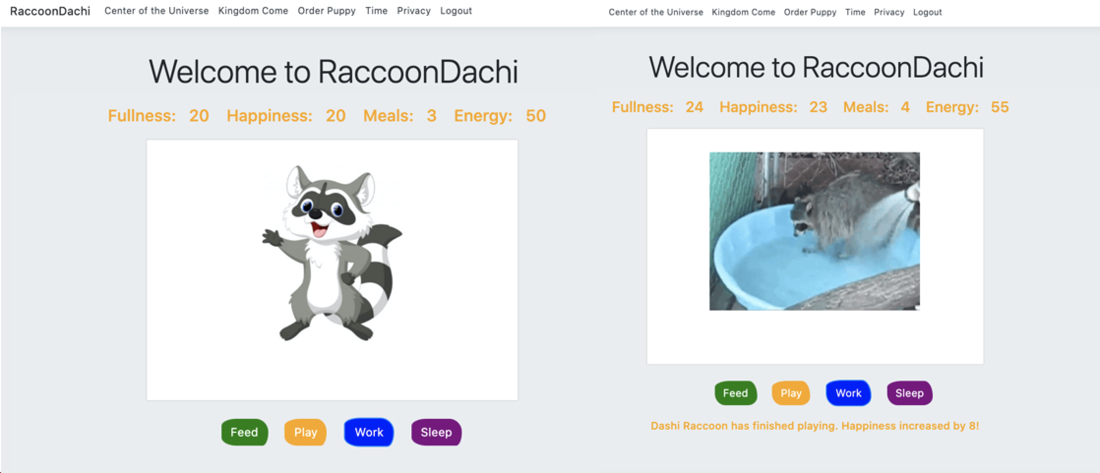 GitHub - franklinpetra/Raccoon: Raccoon is a Tamagotchi like game. You can interact with your ...
