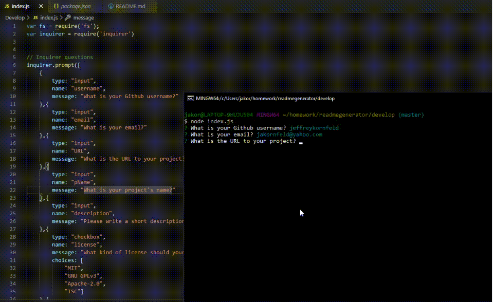 Github Jeffreykornfeldreadmegenerator Nodejs Readme Generator