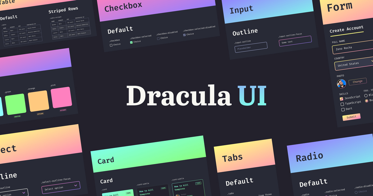 GitHub - dracula/dracula-ui: :vampire: A dark-first collection of UI patterns and components.