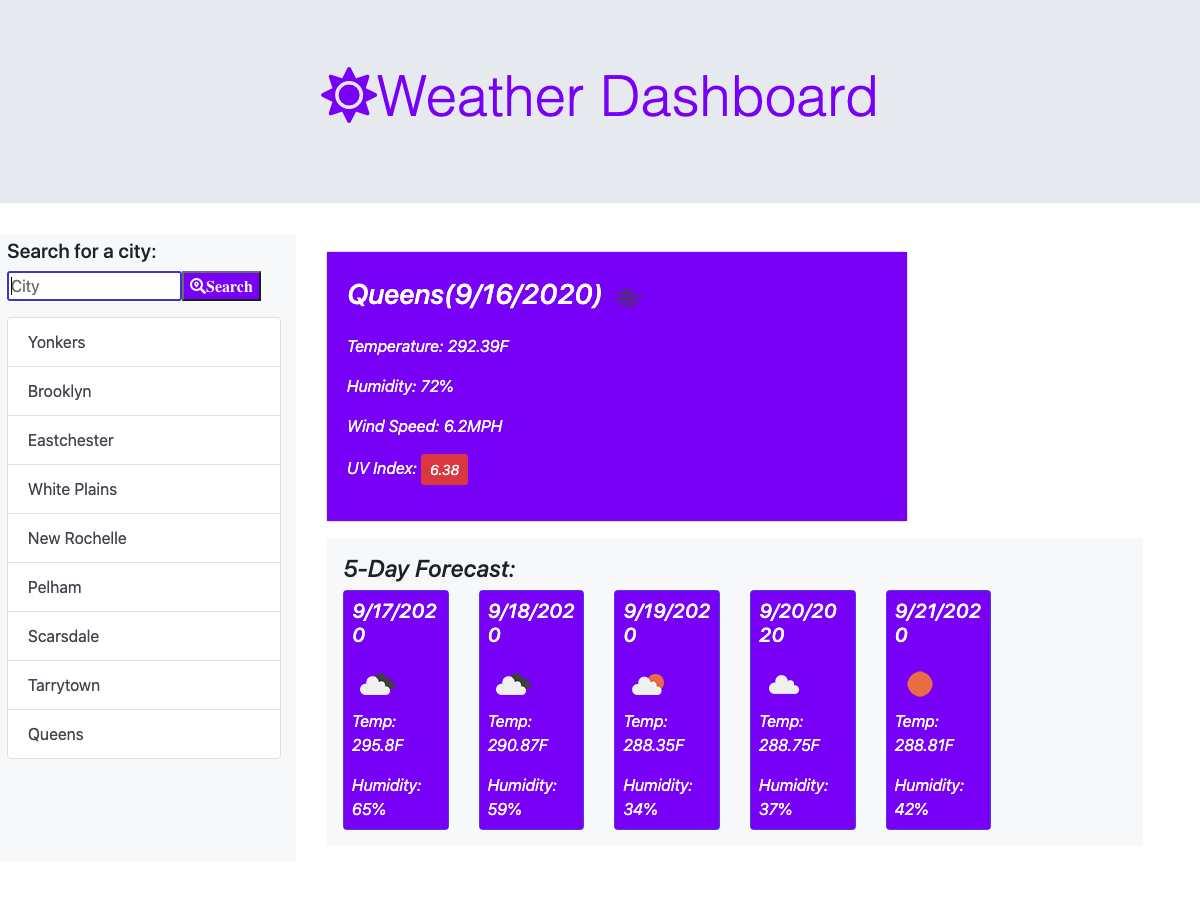 GitHub - SApuzzo27/weatherDashboard