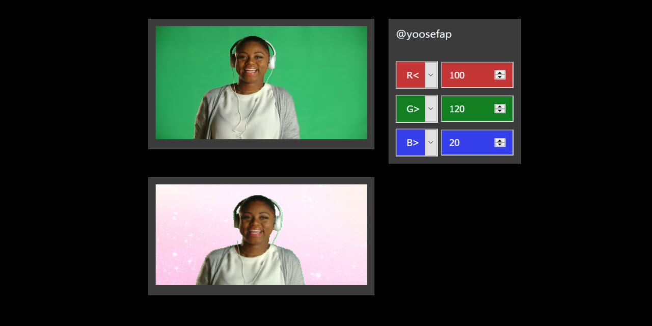GitHub - yoosefap/greenscreen: Remove certain colors from video and ...