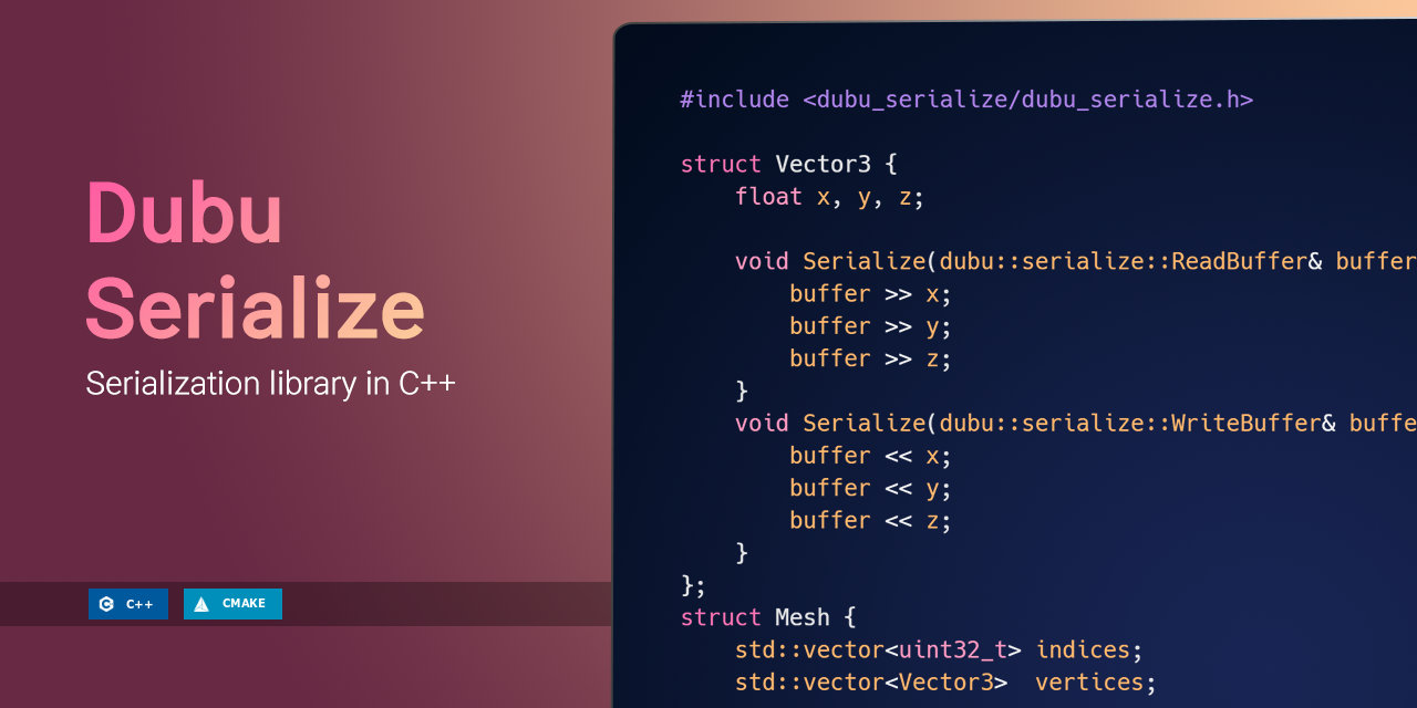 GitHub - Husenap/dubu-serialize: C++ Serializer