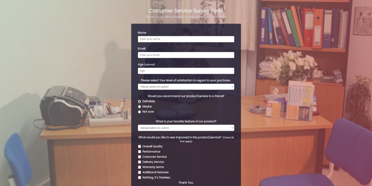 GitHub - Adalbert009/SURVEY-FORM: A simple survey form made with HTML ...