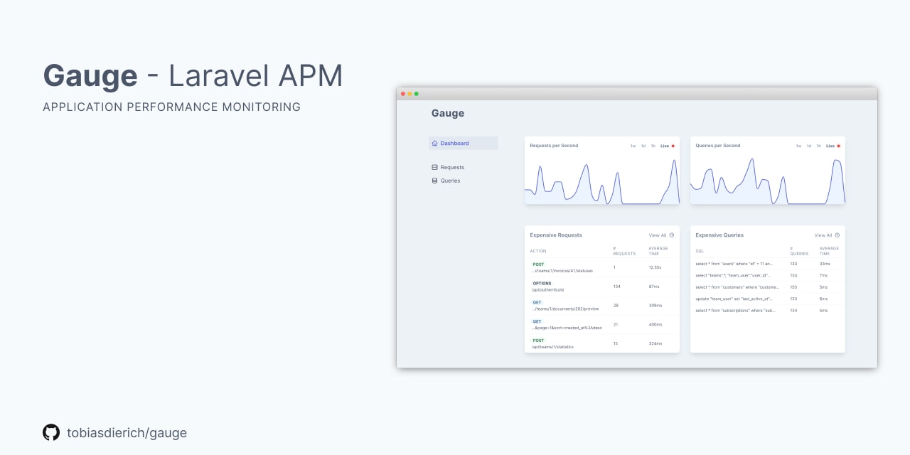 GitHub - tobiasdierich/gauge: Laravel application performance monitoring