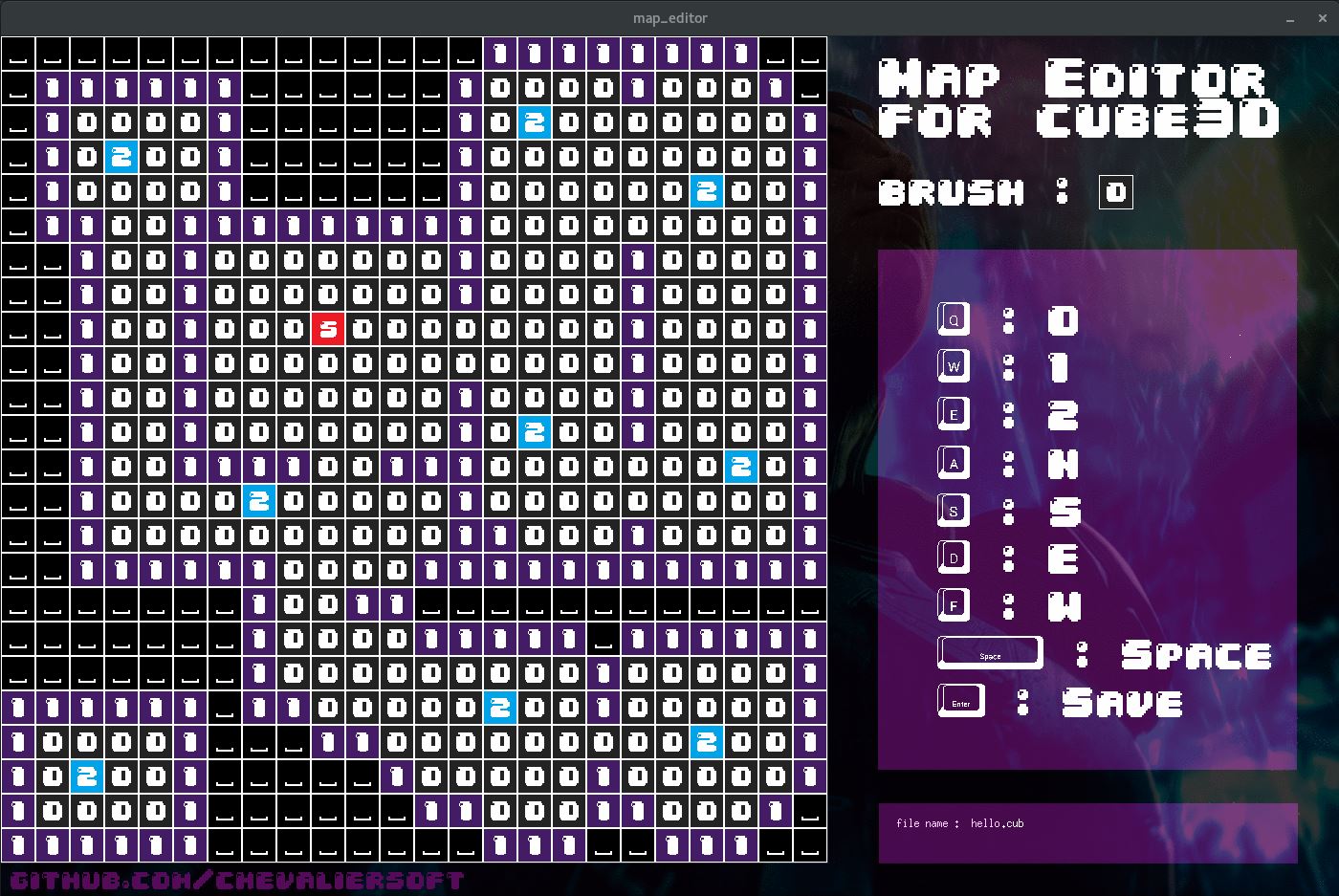 GitHub - ChevalierSoft/cub3D_map_editor: simple map editor for cube3d