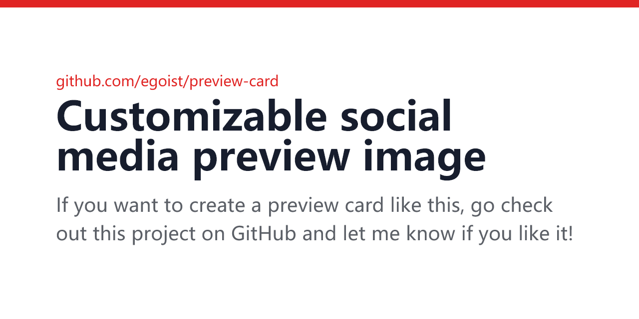 GitHub - egoist/preview-card: Customizable social media preview image GitHub - egoist/preview-card: Customizable social media preview image