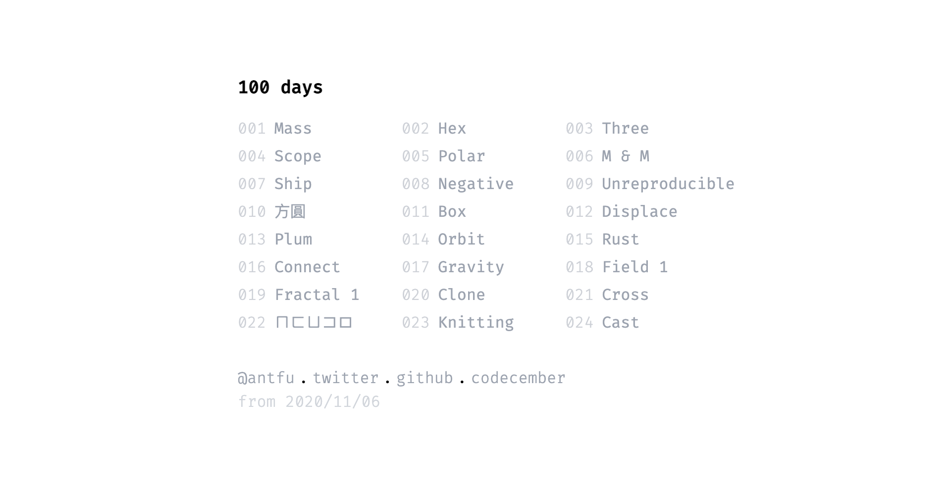 100/src/pages/001.vue at main · antfu/100 · GitHub