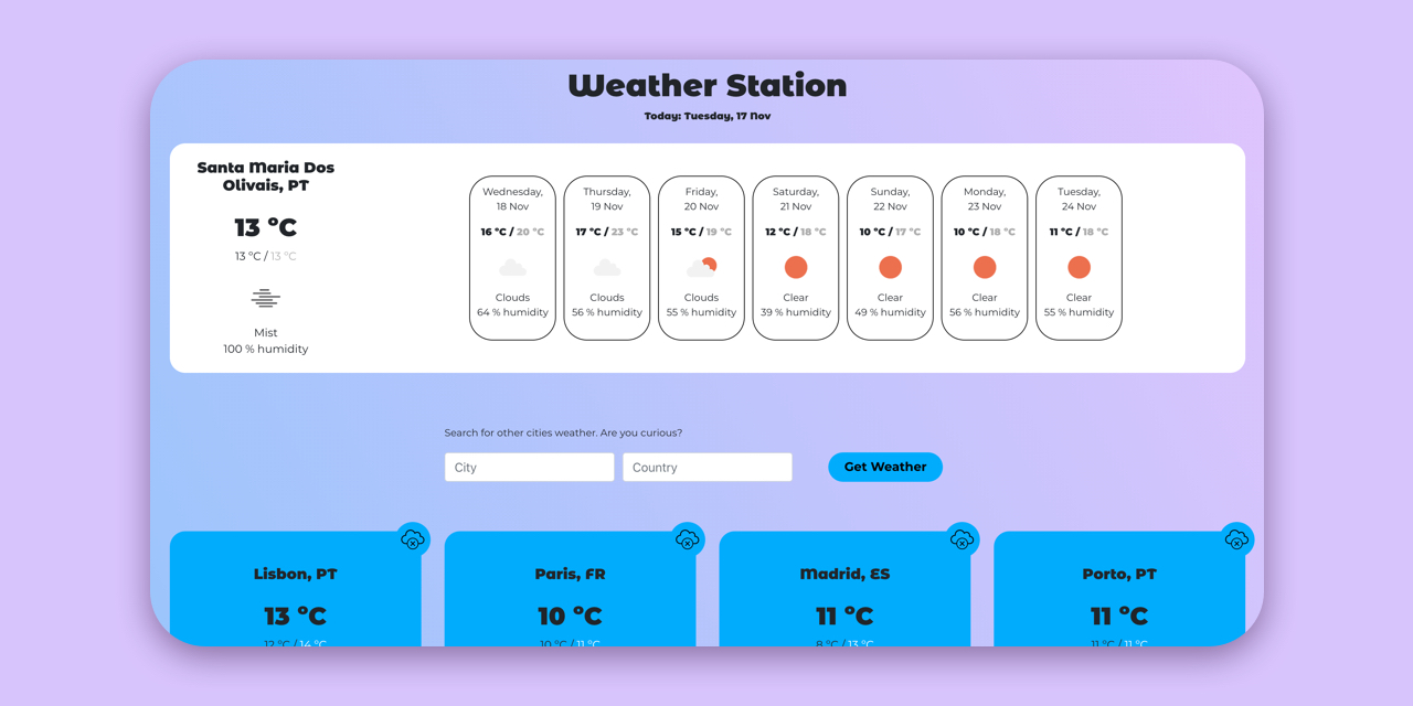GitHub - filipamarta/the-weather-station-app: This weather station react app was built by ...