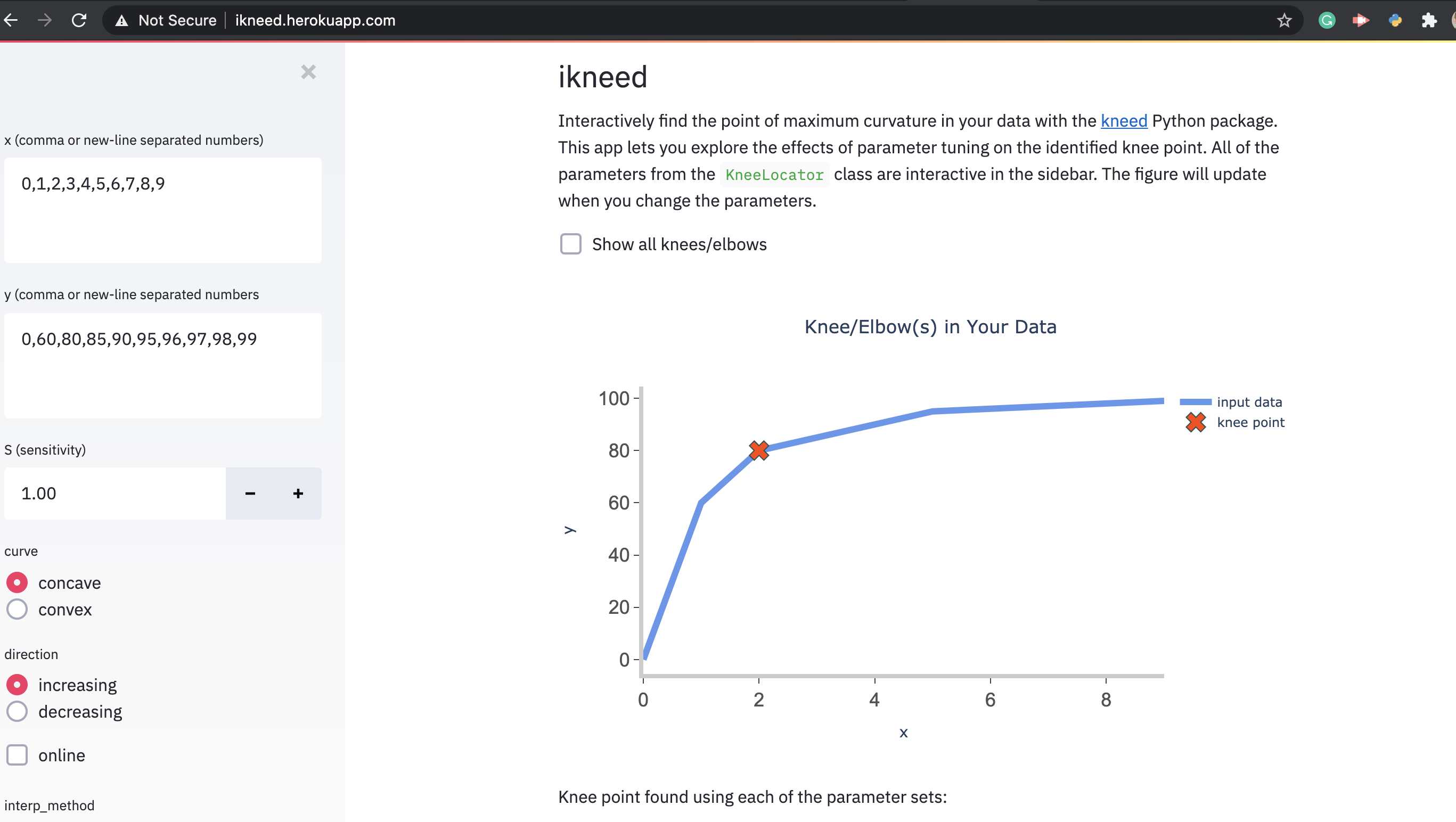 GitHub Arvkevi ikneed Interactive Knee Point Detection Using Kneed 