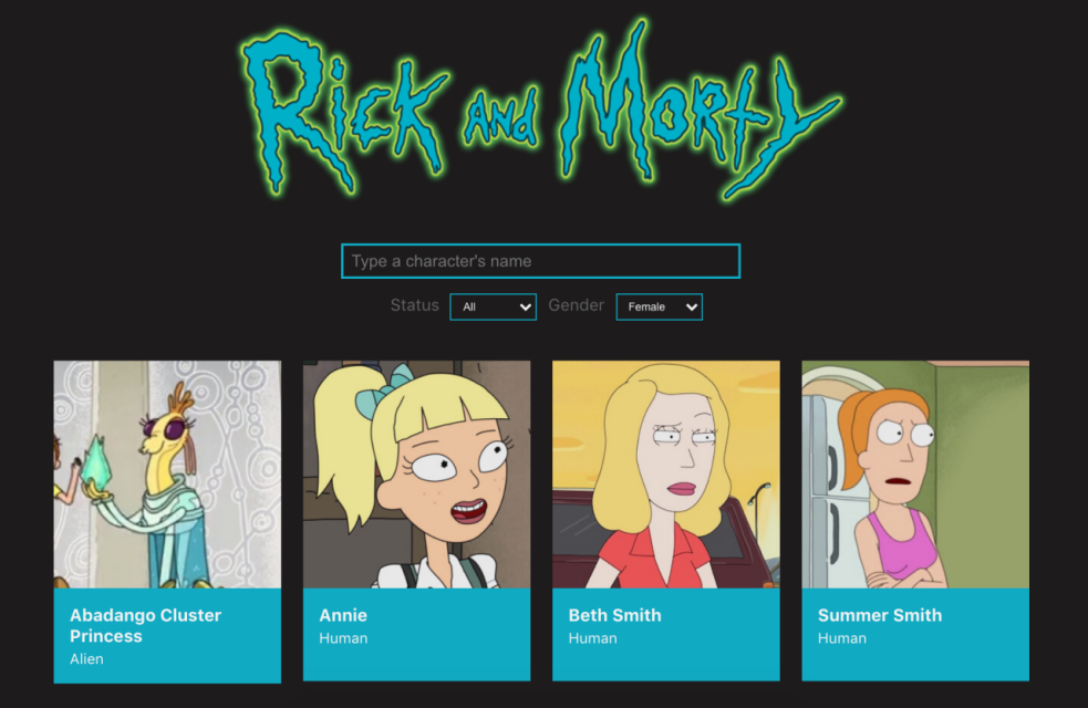 Github Celiamfrick And Morty Search React App This Is A Rick And Morty Character Search App 7930