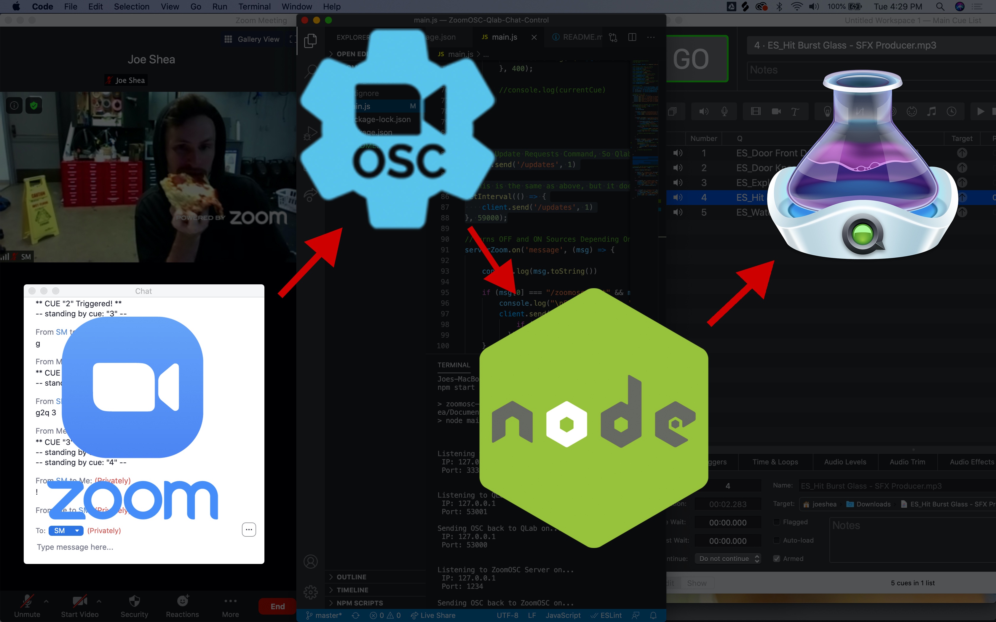 GitHub - jshea2/ZoomOSC-Qlab-Chat-Control