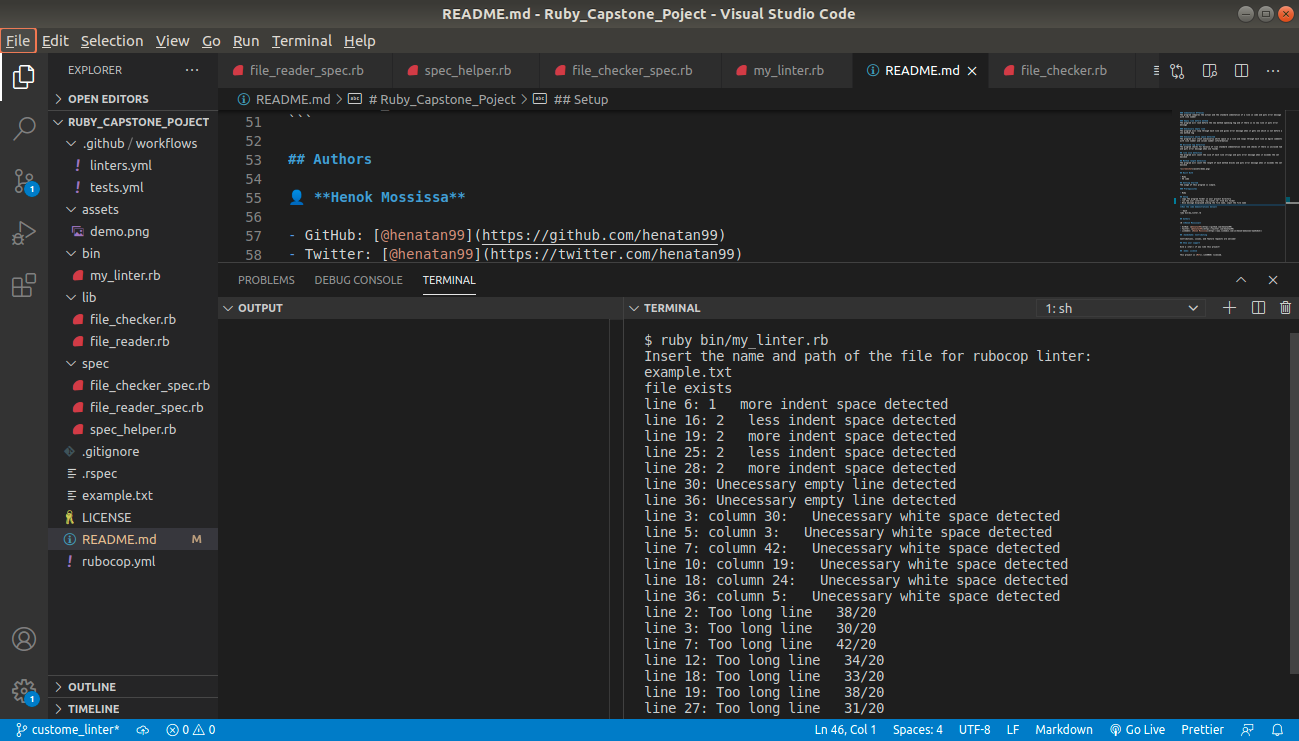 Github Henatan99rubycapstonepoject Custom Linter App A Ruby Linter App Inspired By Rubocop