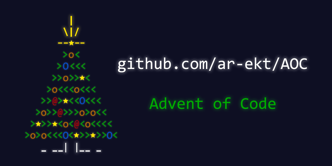 GitHub - ar-ekt/AOC: My one line codes for adventofcode.com GitHub - ar-ekt/AOC: My one line codes for adventofcode.com