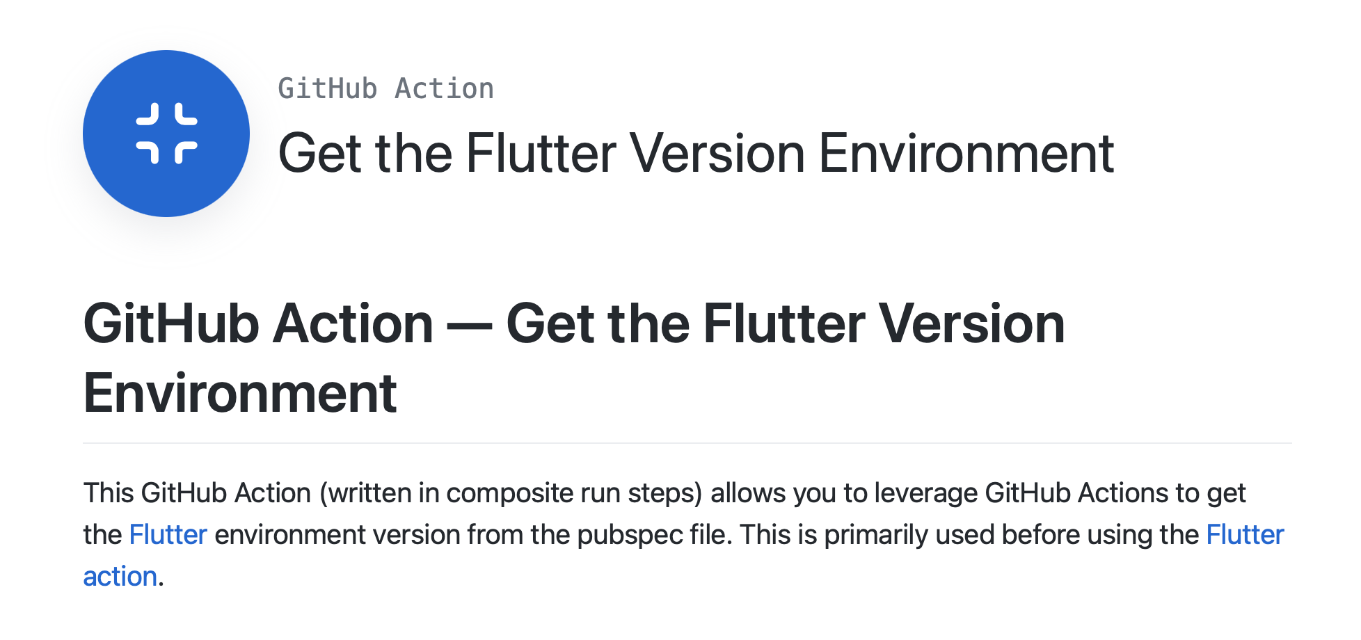 Get The Flutter Version Environment · Actions · Github Marketplace · Github 