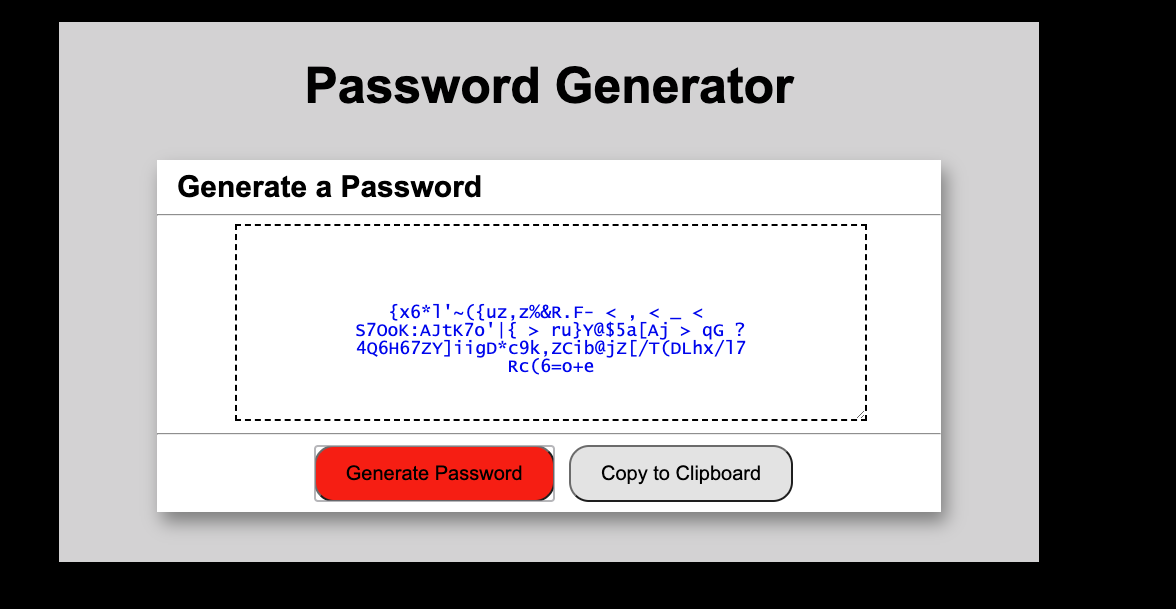 GitHub - Dan-Hammack/Password-Generator: Generate a random password based on criteria they’ve ...