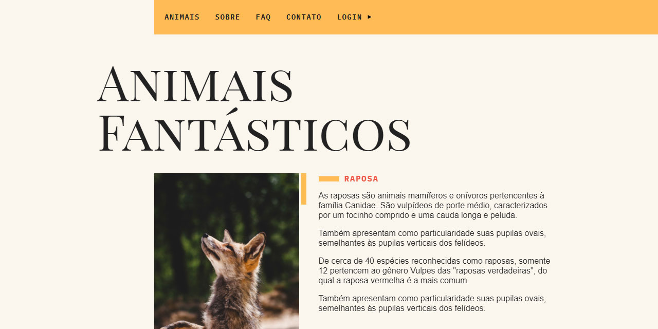 GitHub - Lucas-HMSC/animais-fantasticos: Curso de JavaScript (ES6+) na ...