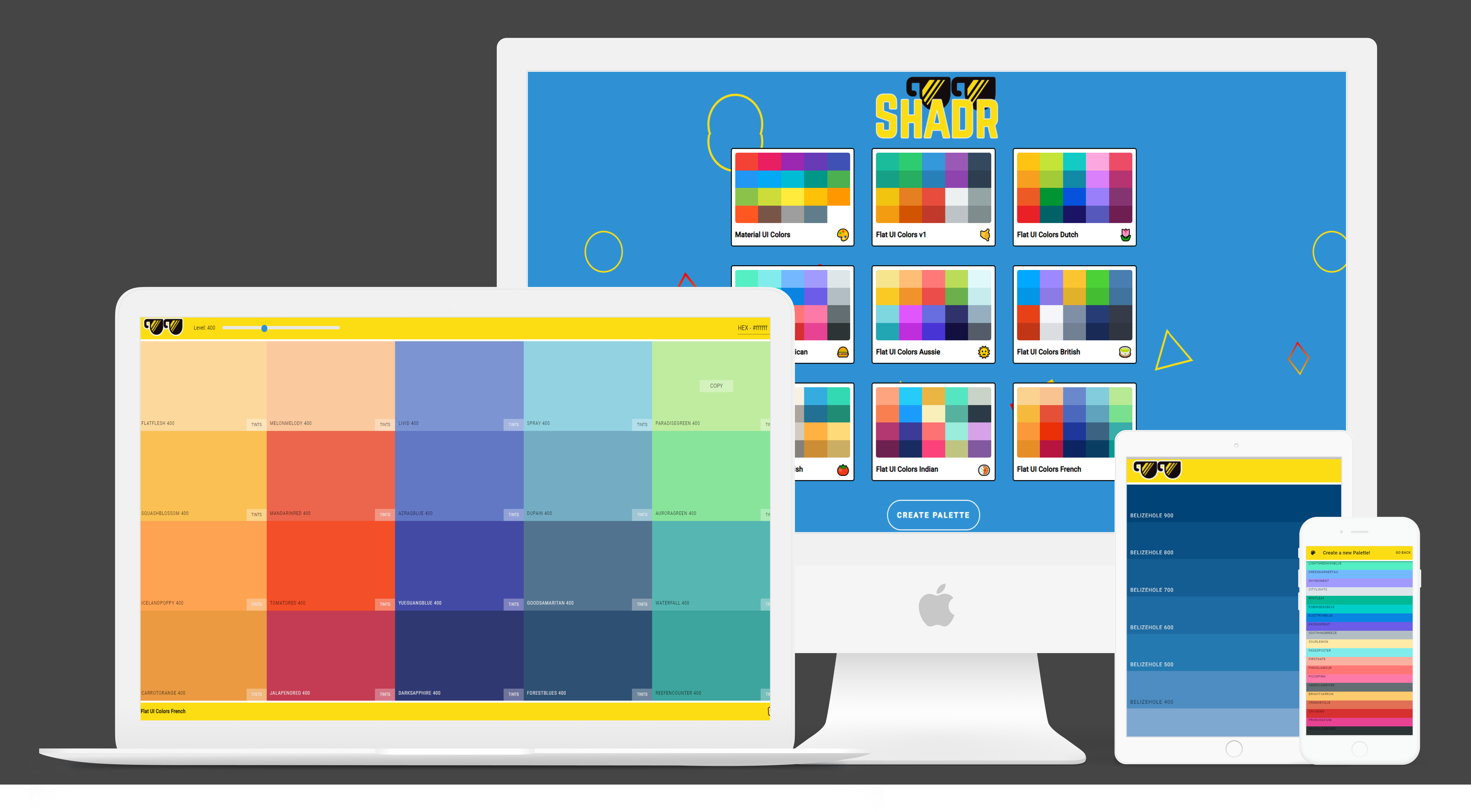 GitHub - Gregkur/Shadr: Web color palette app made using React with ...