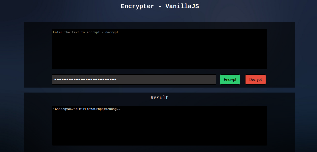 Github R1shavdvanillajsencrypter The Password Protected String Encrypter Tool Written In