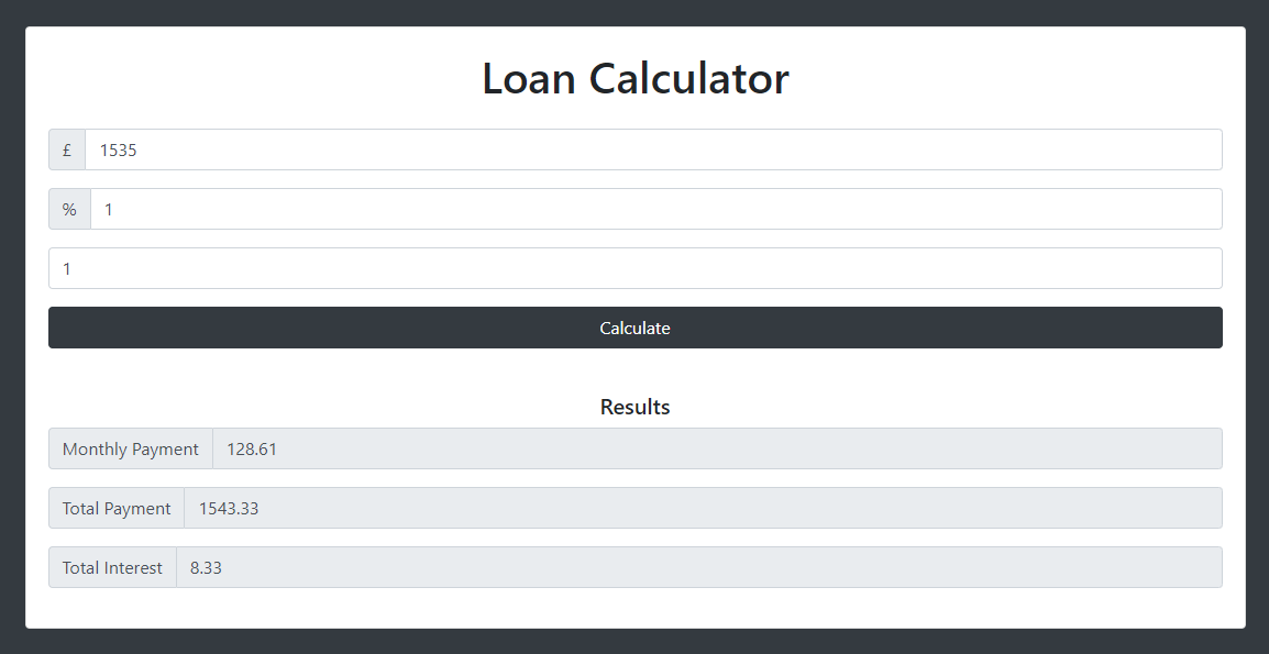 GitHub - Blue-Eyes-FrontEnd-Dragon/LoanCalculator: JavaScript loan calculator.
