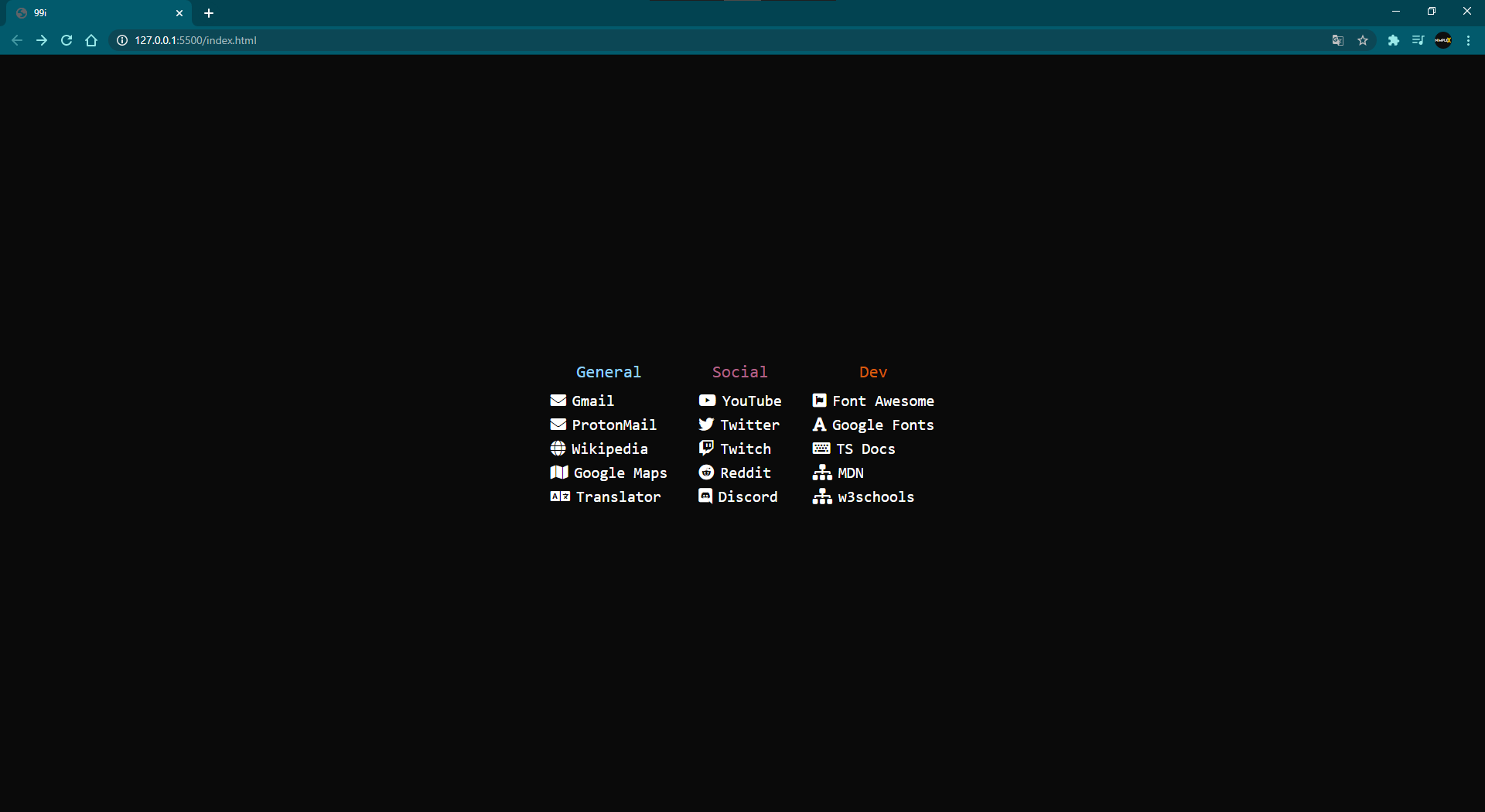 GitHub - Nimplex/99i-Startpage: Simple startpage for chrome.