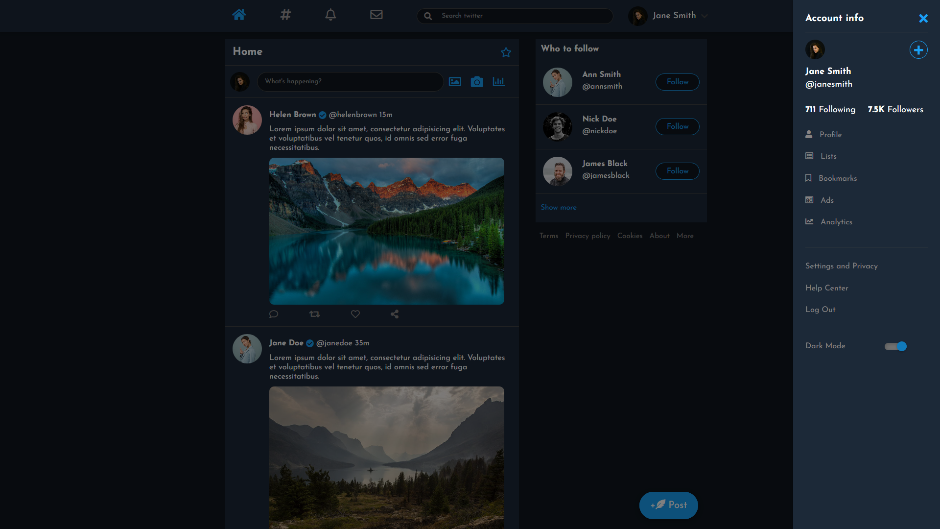 GitHub - rajatbedi/twitter-ui: Twitter UI in Html, Css and js