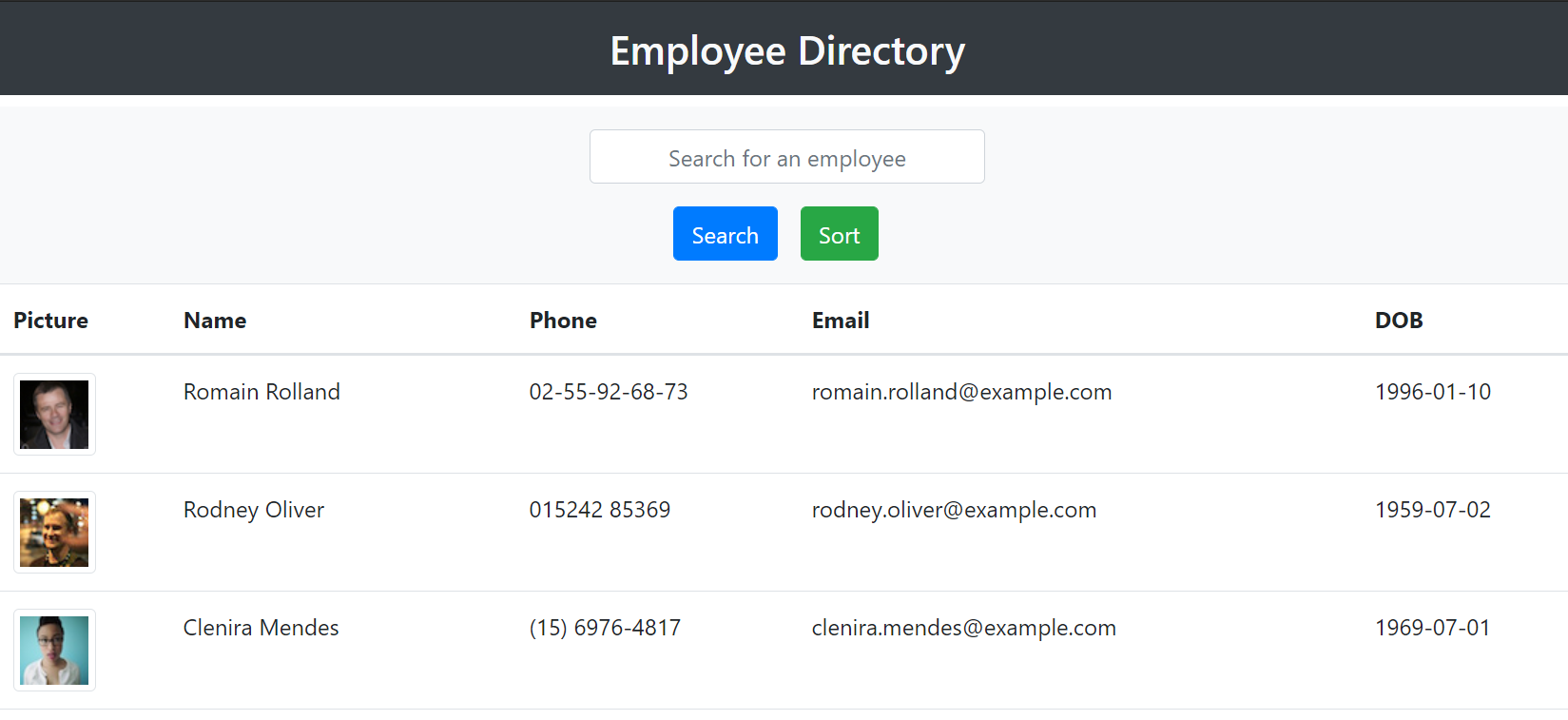 GitHub - greysonkirk/EmployeeDirectory: React app that pulls 100 random "employees" from ...