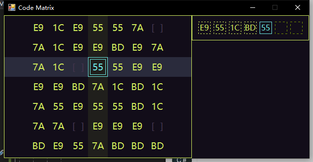 GitHub - jie65535/CodeMatrix: 模仿《赛博朋克 2077》游戏中‘入侵协议’时的小游戏。