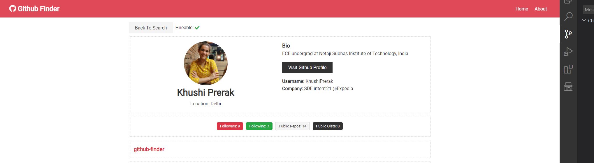 Github Khushiprerakgithub Finder A React Application That Interacts With The Github Api To