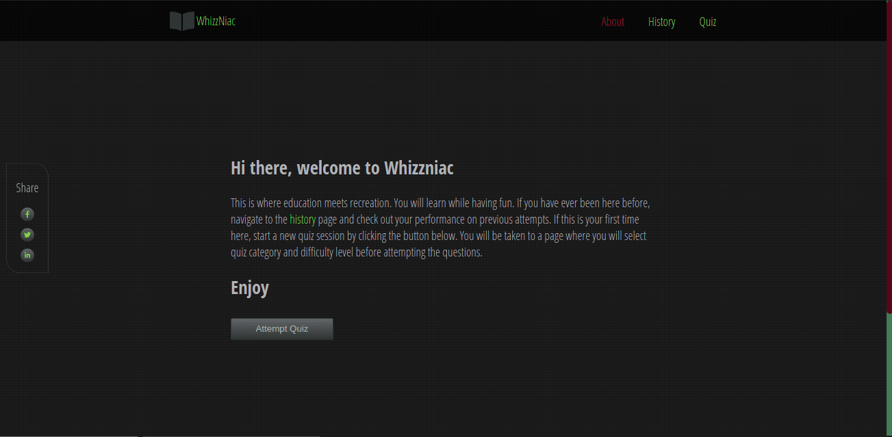Github Nibble0101whizzniac Whizzniac Is Simple Quiz App Written In Reactjs It Consists Of 