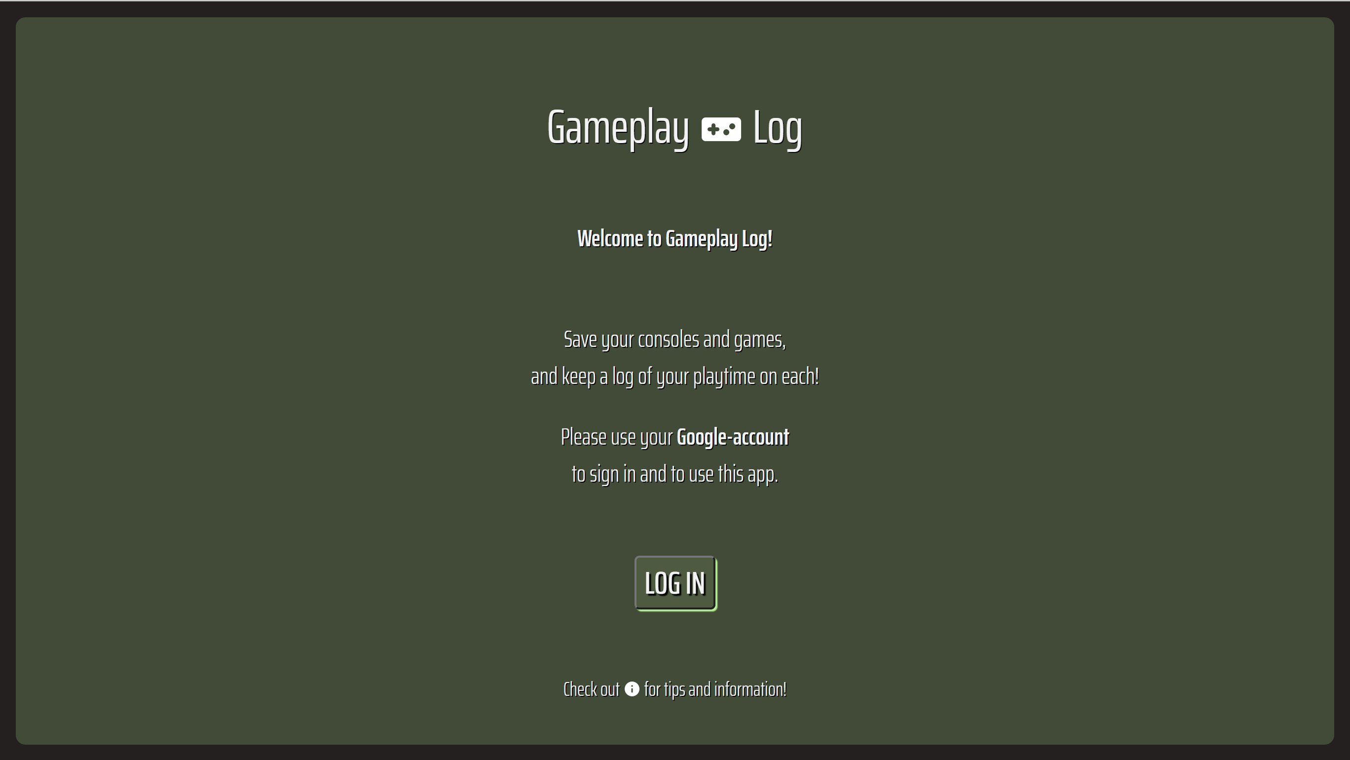 GitHub - lauraoxa/Gameplay-Log: "Gameplay Log" React App (school ...
