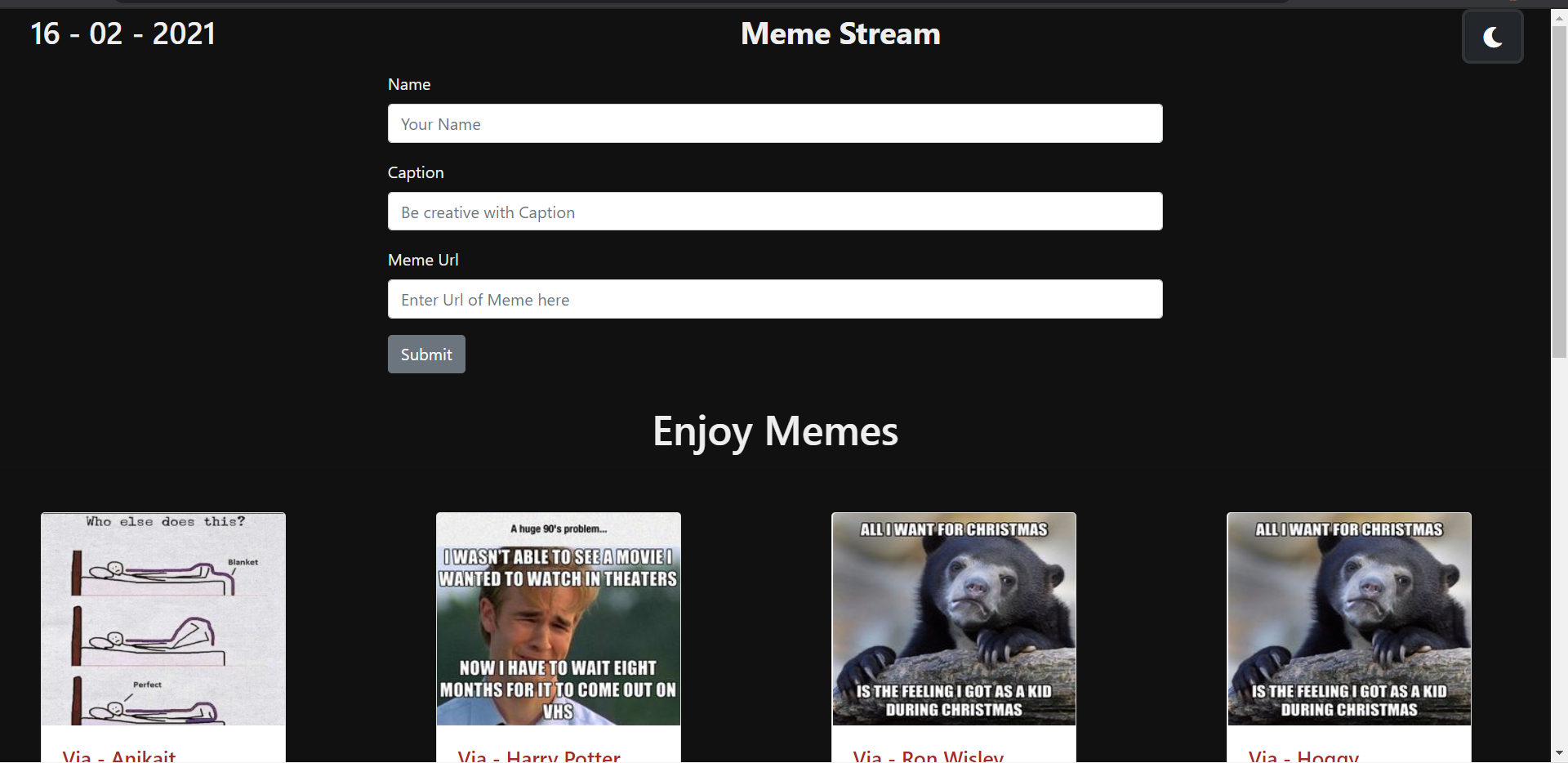 GitHub - sahilrajput2019/XMeme-Crio-Stage-2B: Meme Stream applicantion