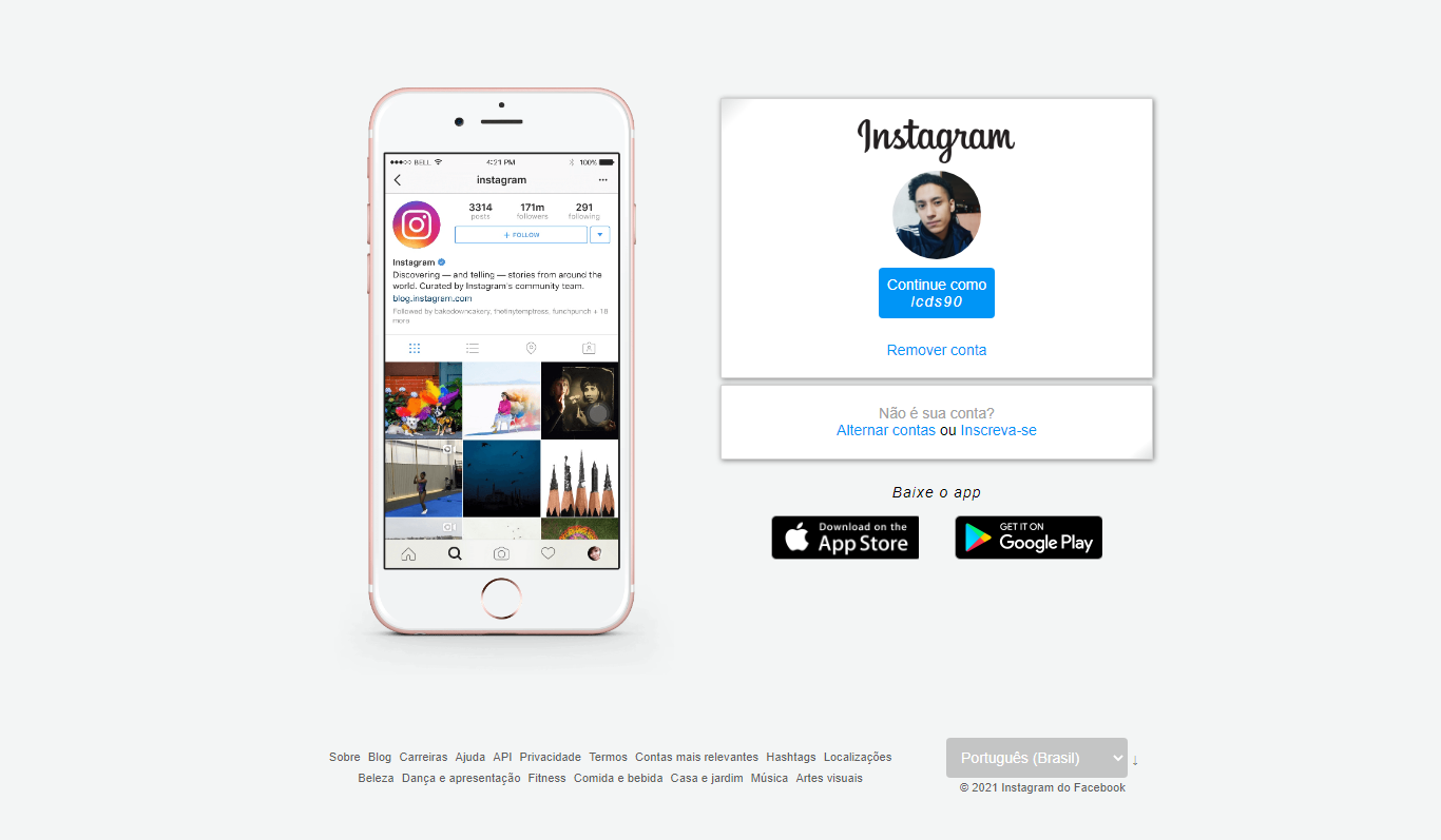 GitHub - lcds90/project-instagram: Projeto recriando interface de login ...