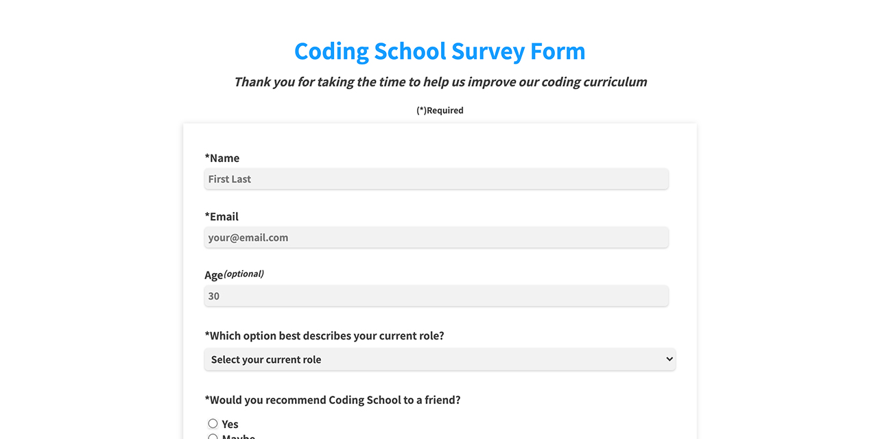 GitHub - vogelama/survey2: Survey form about coding with neutral background