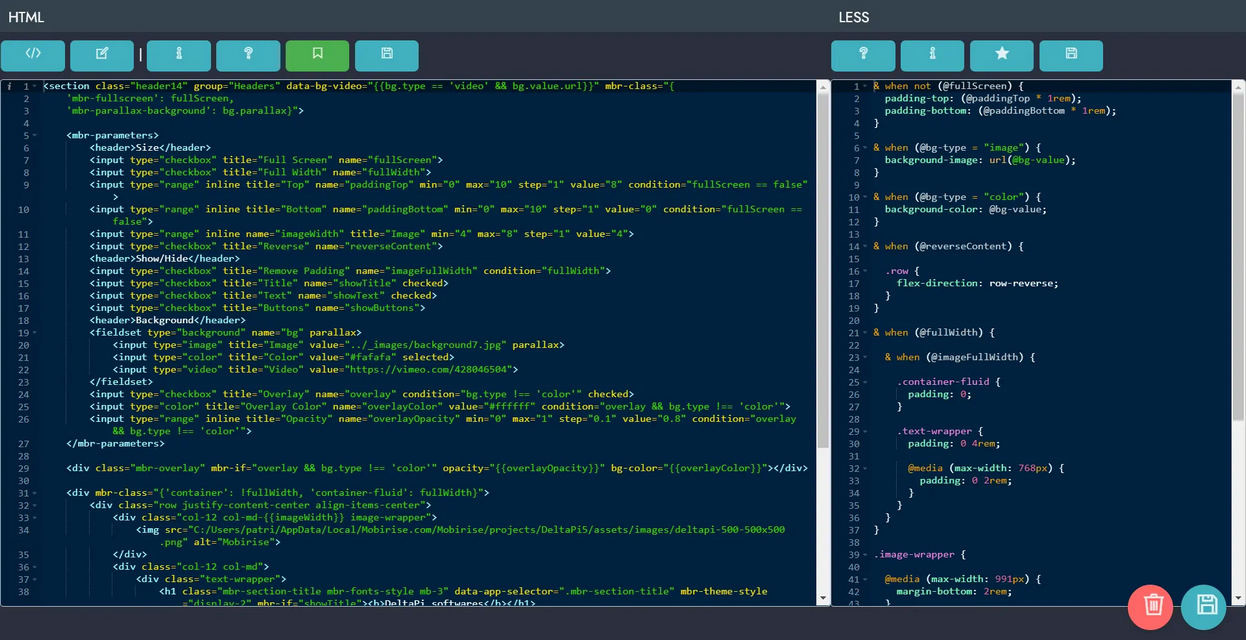 GitHub - patrickdegand/deltapi-code-editor: mobirise extension to edit block HTML and CSS