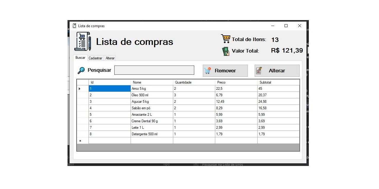 GitHub - kleber0a0m/Lista-De-Compras: Aplicativo feito em C# usando ...