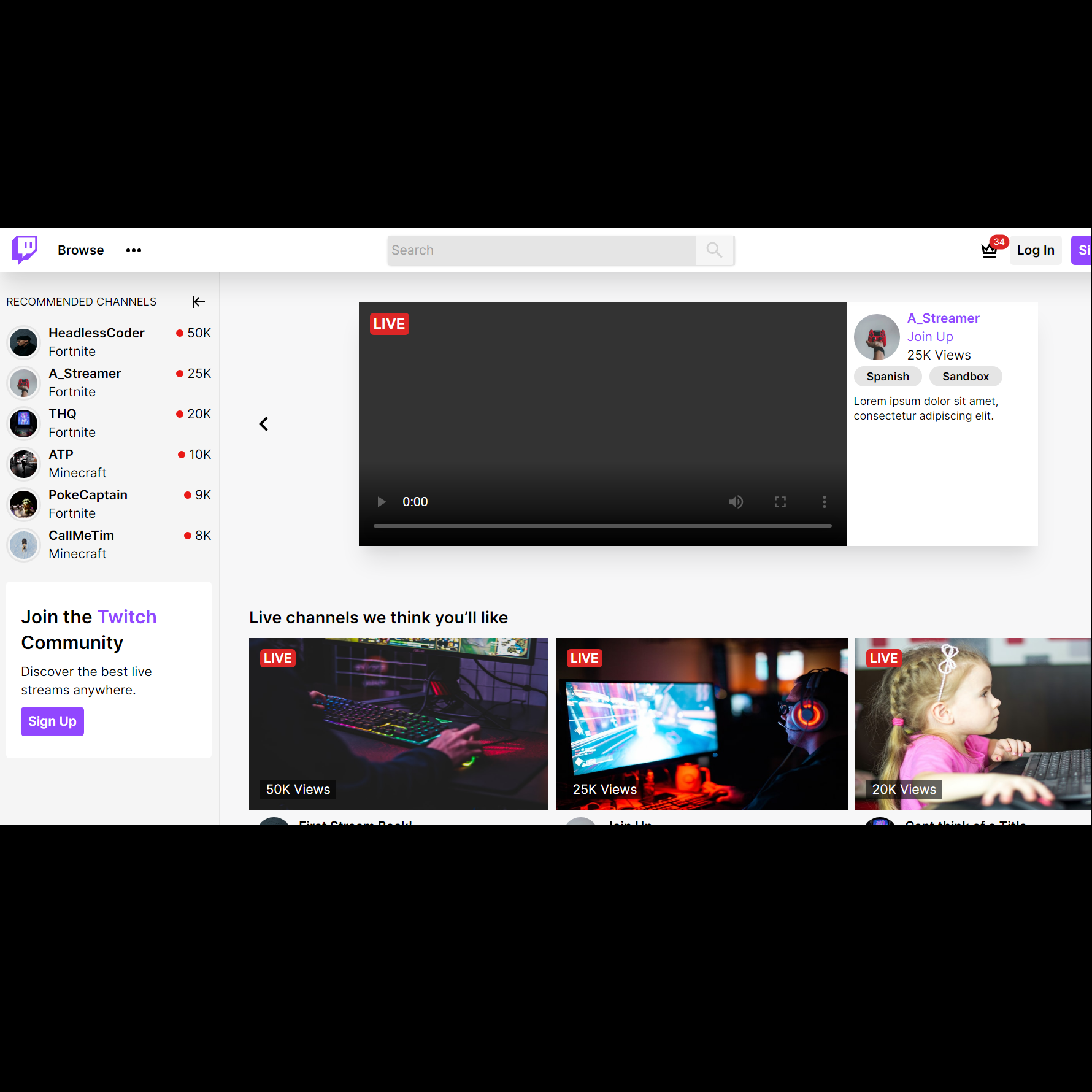 Github Damiscriptreact Twitch Clone A React Version Of The Popular Twitch App With Both The 