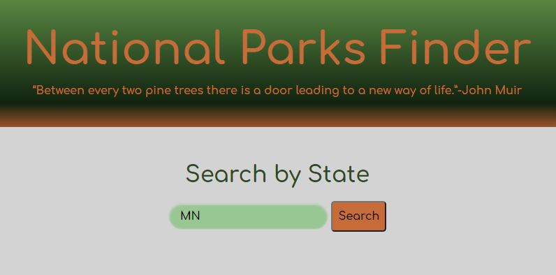 GitHub - DustinGottlieb/National-Parks-and-Forecast-Finder: You'll be ...