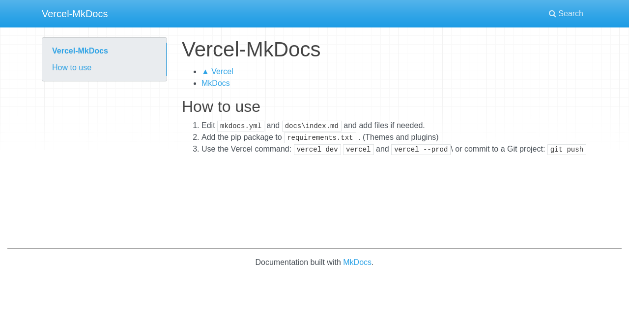 GitHub - fu-sen/Vercel-MkDocs: 📃 MkDocs with Vercel (minimal configuration)