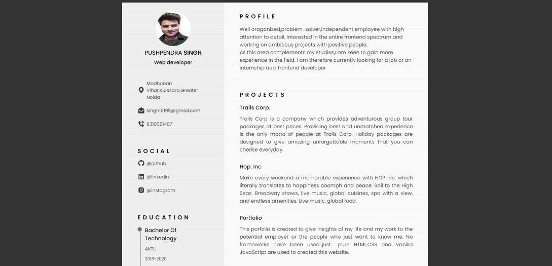 GitHub - VirtualSingh/resume: completely responsive resume created with ...