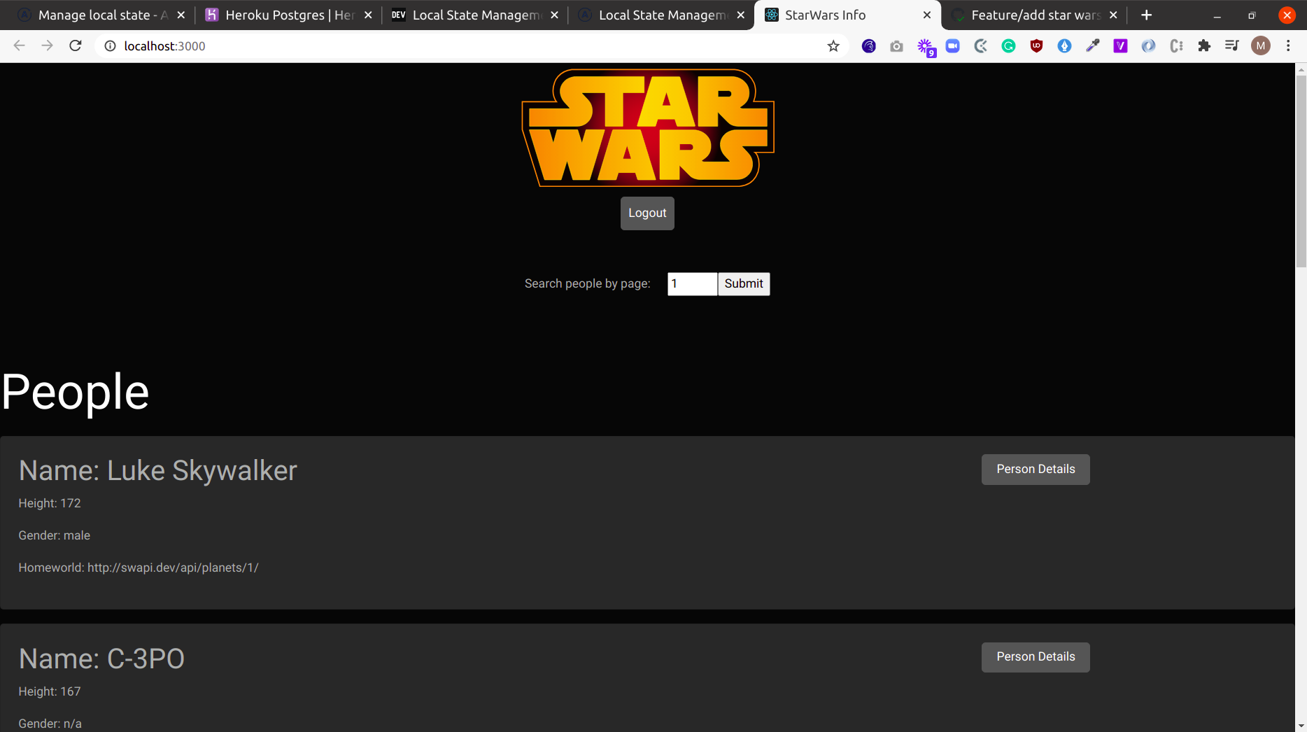 Github Bluette1star Wars Info This Project Is A Wrapper Information Site For The Official 