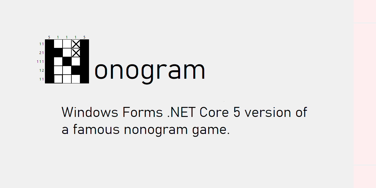 GitHub - TortillaZHawaii/Nonogram: Nonogram game using WinForms