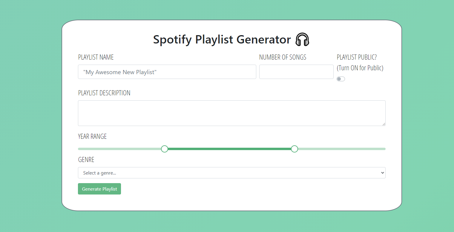 GitHub - mbryant0/spotify-playlist: A web application used to generate ...